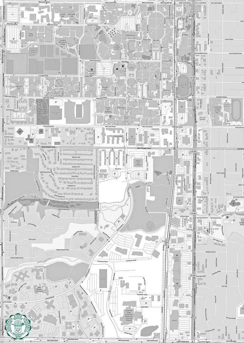 Colorado State University Map | Etsy