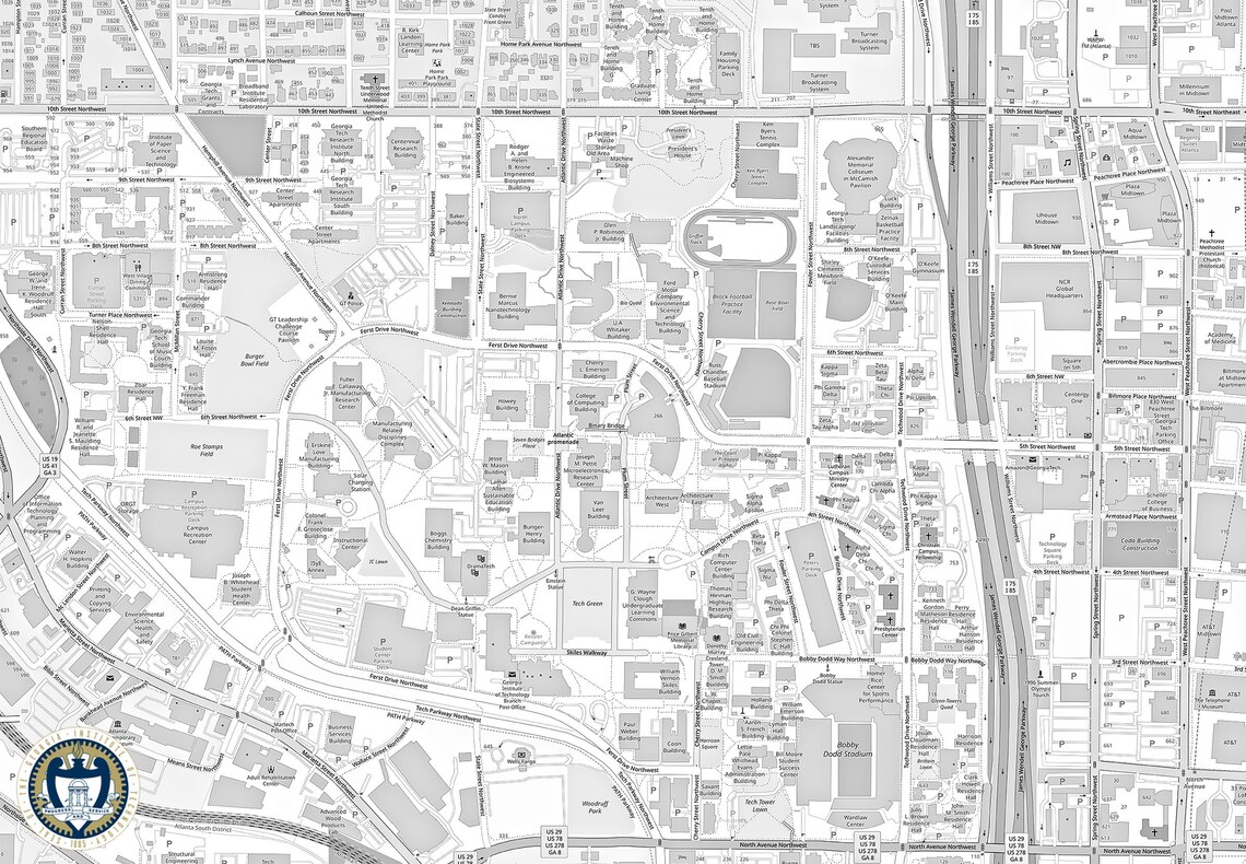 Georgia Institute of Technology Map - Etsy
