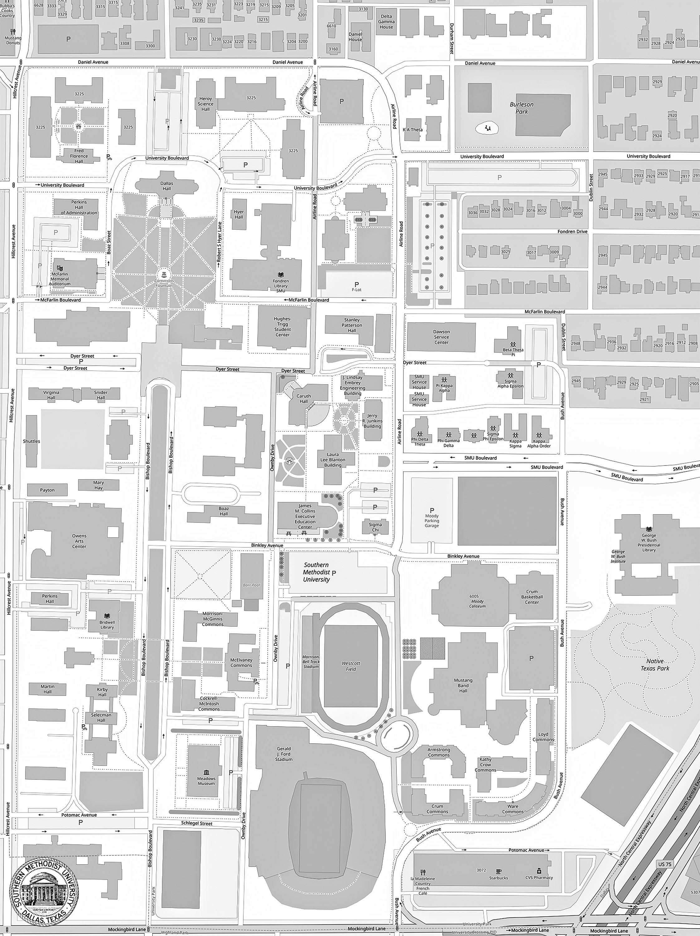 Southern Methodist University Map - Etsy