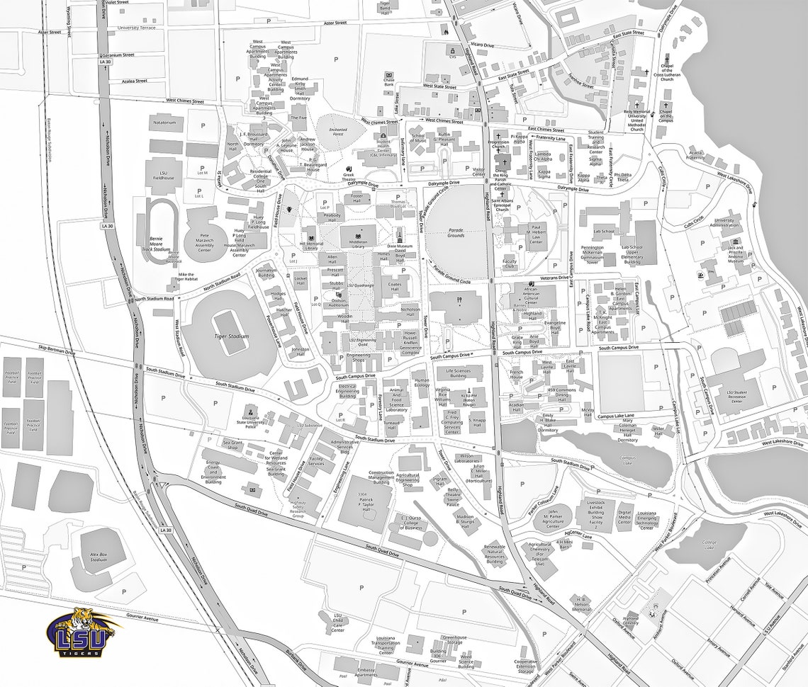 Louisiana State University Map - Etsy