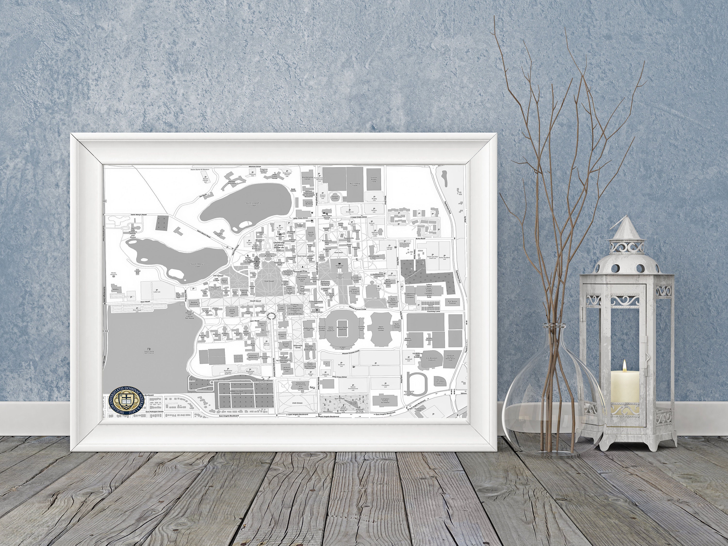 University of Notre Dame Map - Etsy