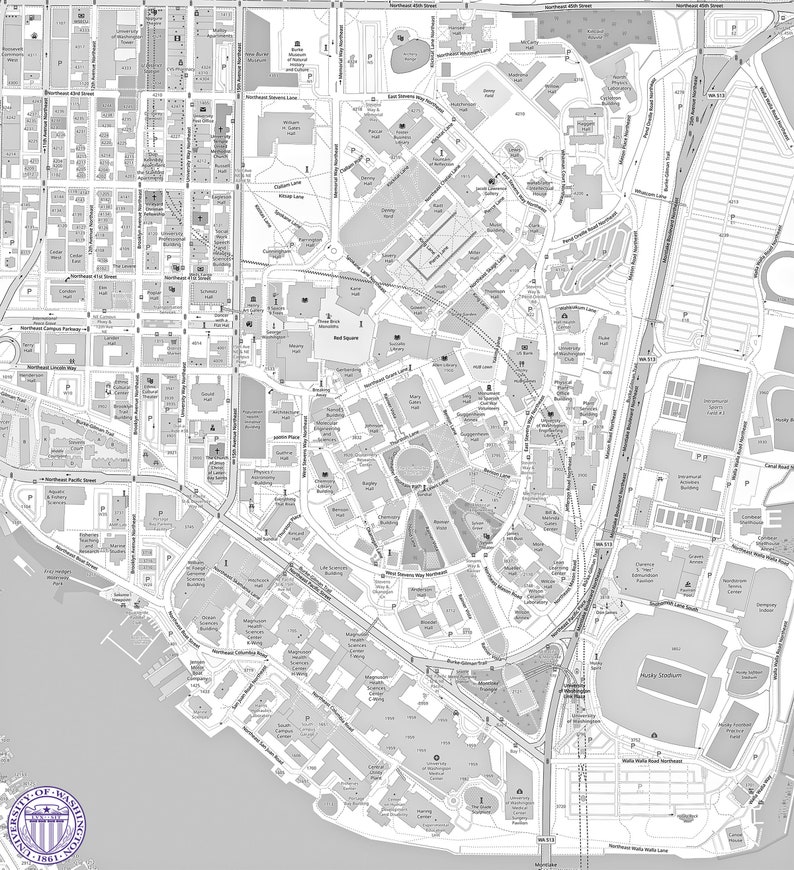 University of Washington Map - Etsy