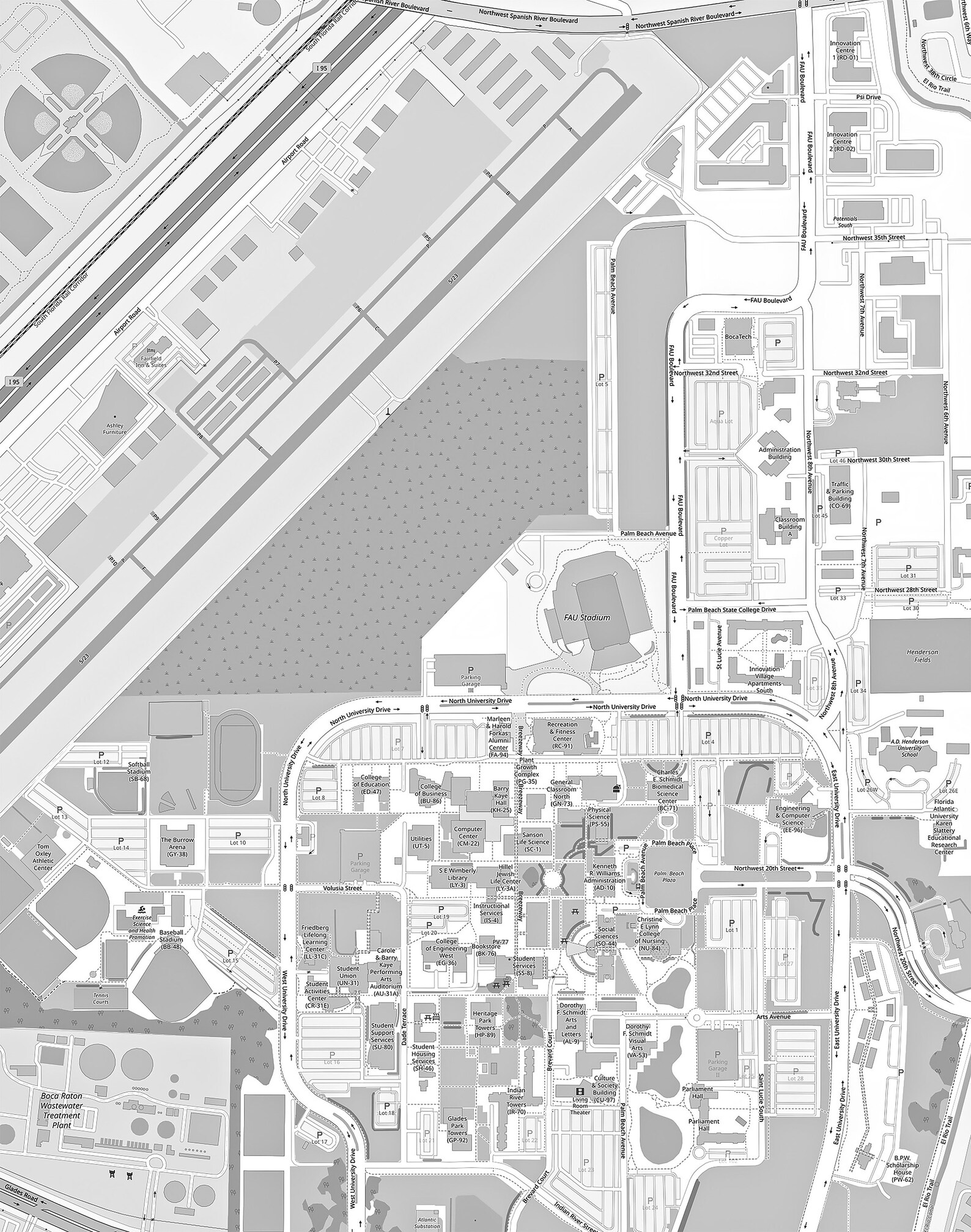 Florida Atlantic University Map - Etsy