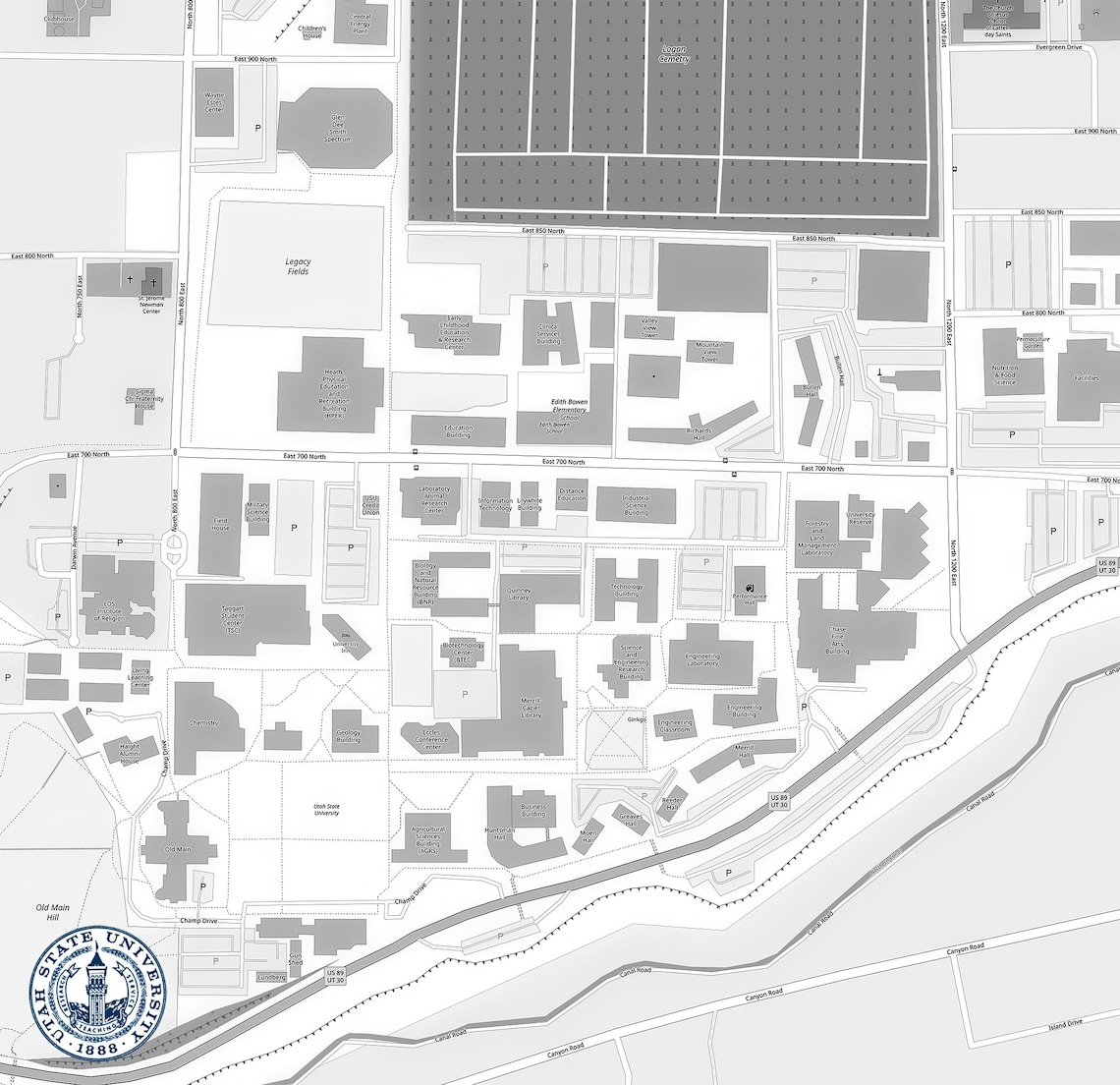 Utah State University Map - Etsy