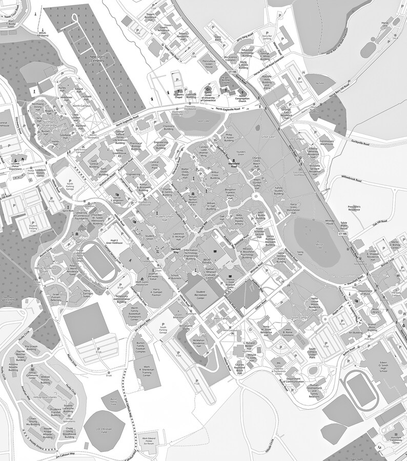 University of Connecticut Map - Etsy