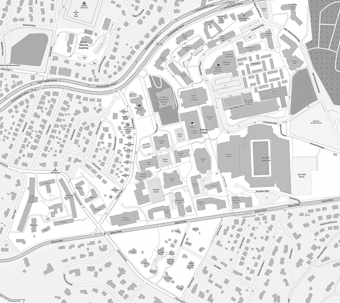 Boston College Map - Etsy