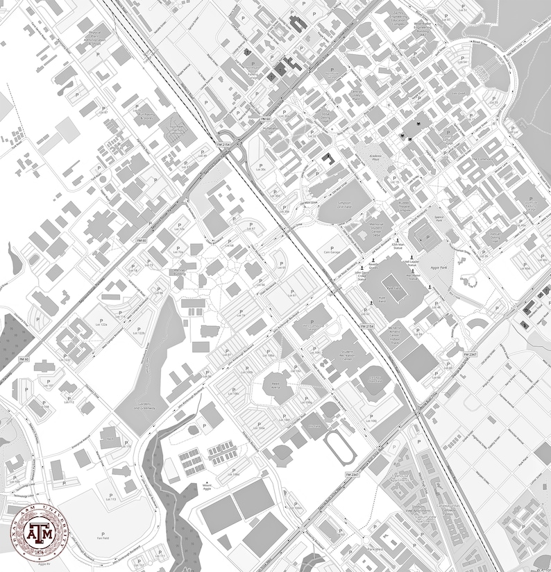 Texas A&M University Map - Etsy