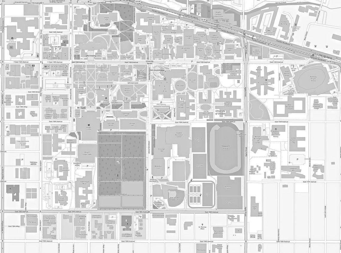 University of Oregon Map - Etsy