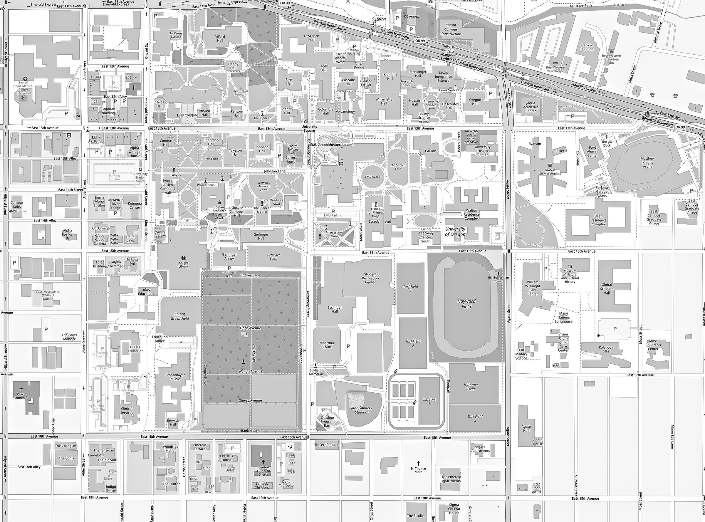 University Of Oregon Campus Map Design Library | UO Libraries