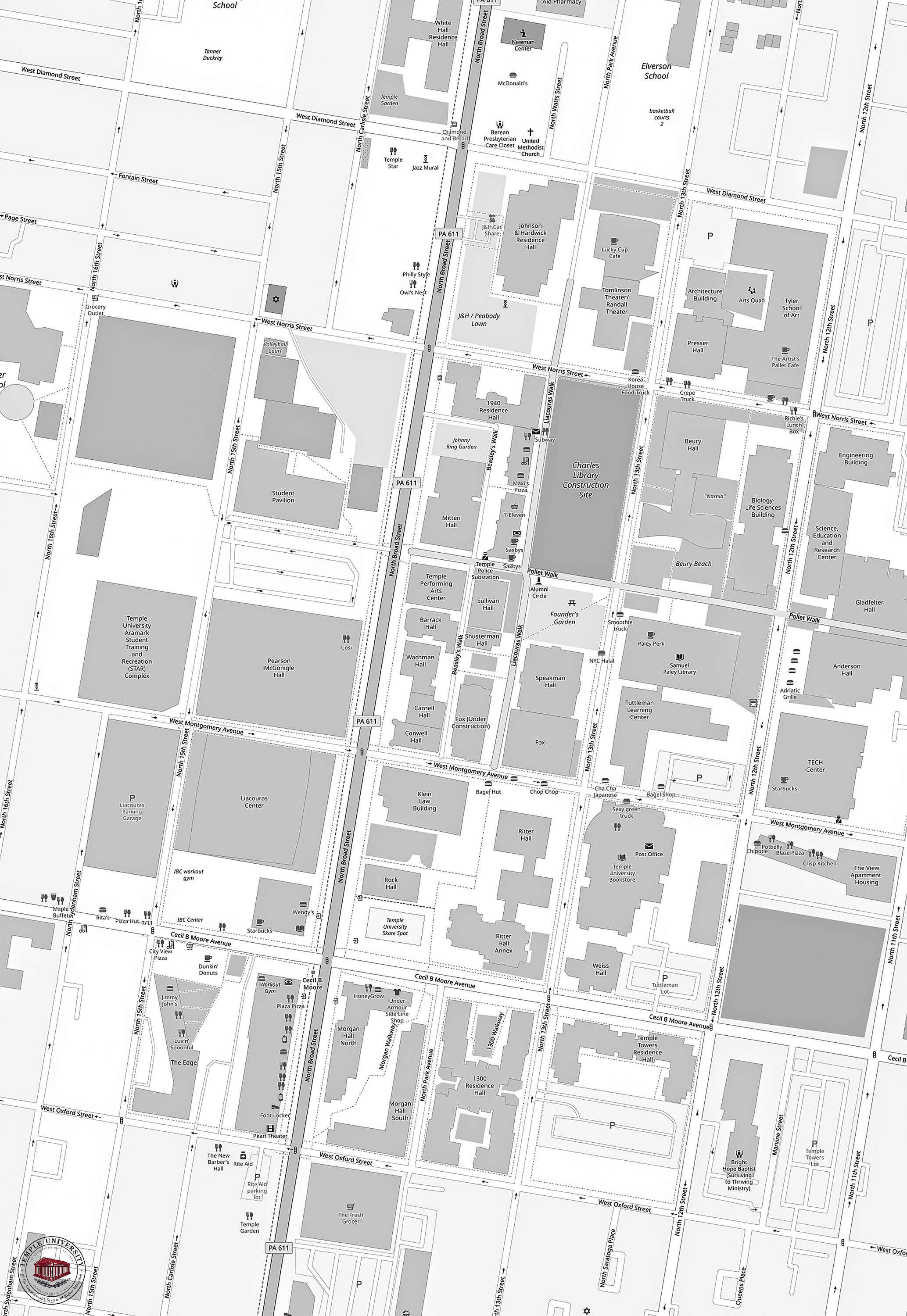 Temple University Map - Etsy