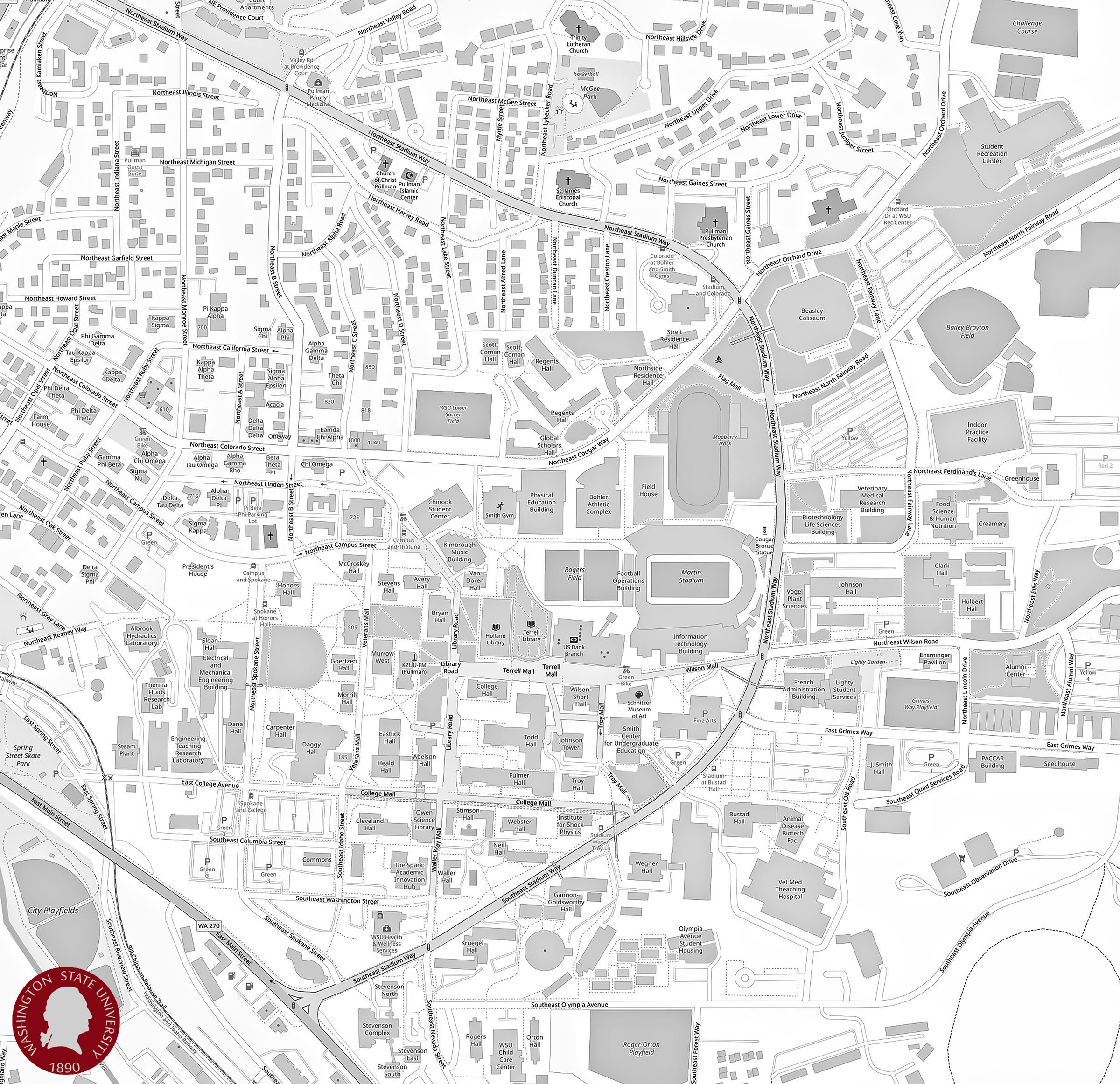 Washington State University Map - Etsy