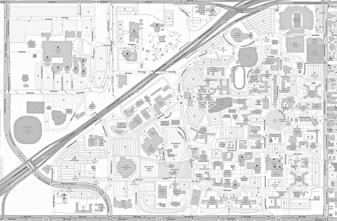 Texas Tech University Map - Etsy