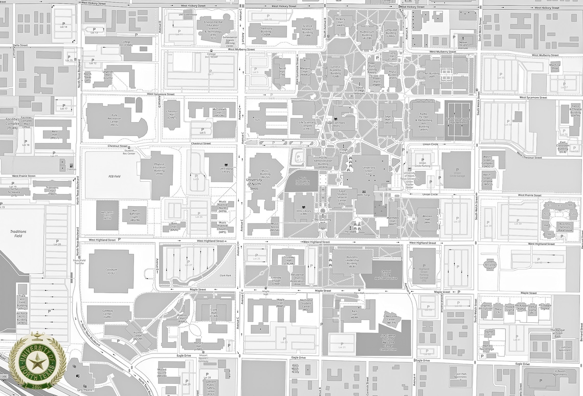 University of North Texas Map - Etsy