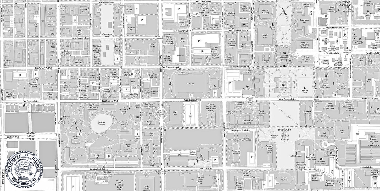 University of Illinois Map - Etsy