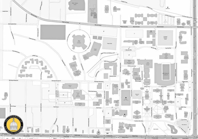 University of Southern Mississippi Map - Etsy