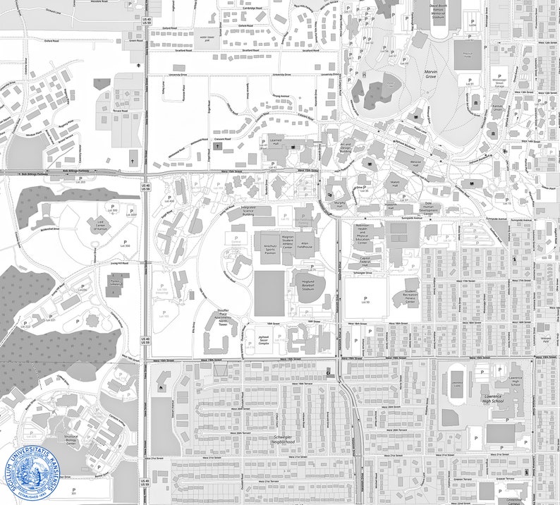The University of Kansas Map - Etsy