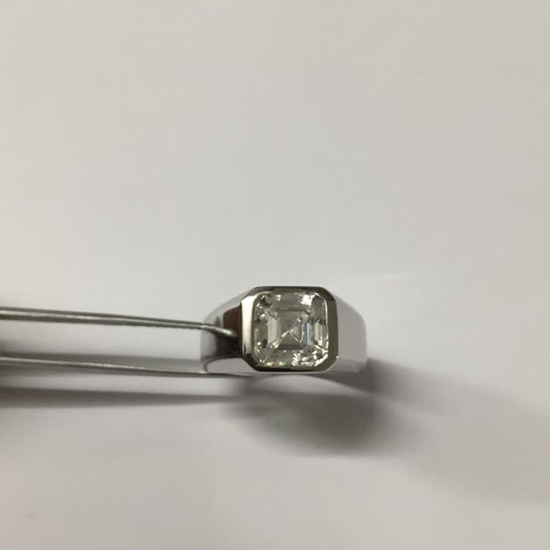 9 Mm Dazzling Bright White Octagon Cut Diamond Pinkie & Square - Etsy