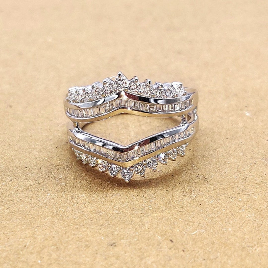 1.5 CT Round & Baguette Diamond Enhancer Ring, Engagement Enhancer ...