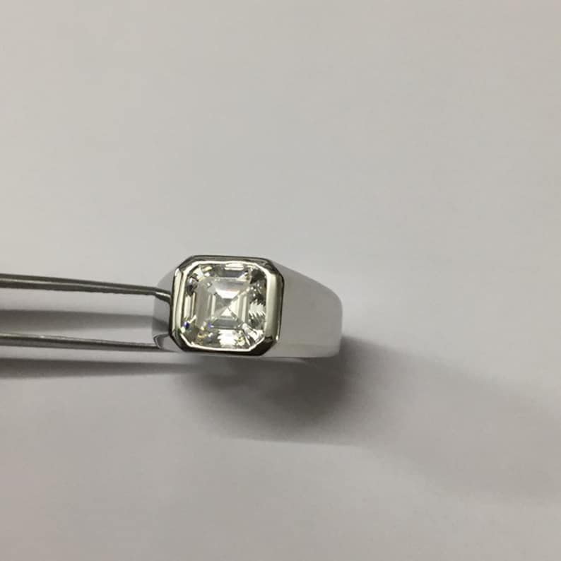 9 Mm Dazzling Bright White Octagon Cut Diamond Pinkie & Square - Etsy