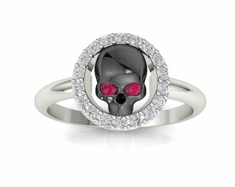 Ruby Eye Skull Ring - Etsy