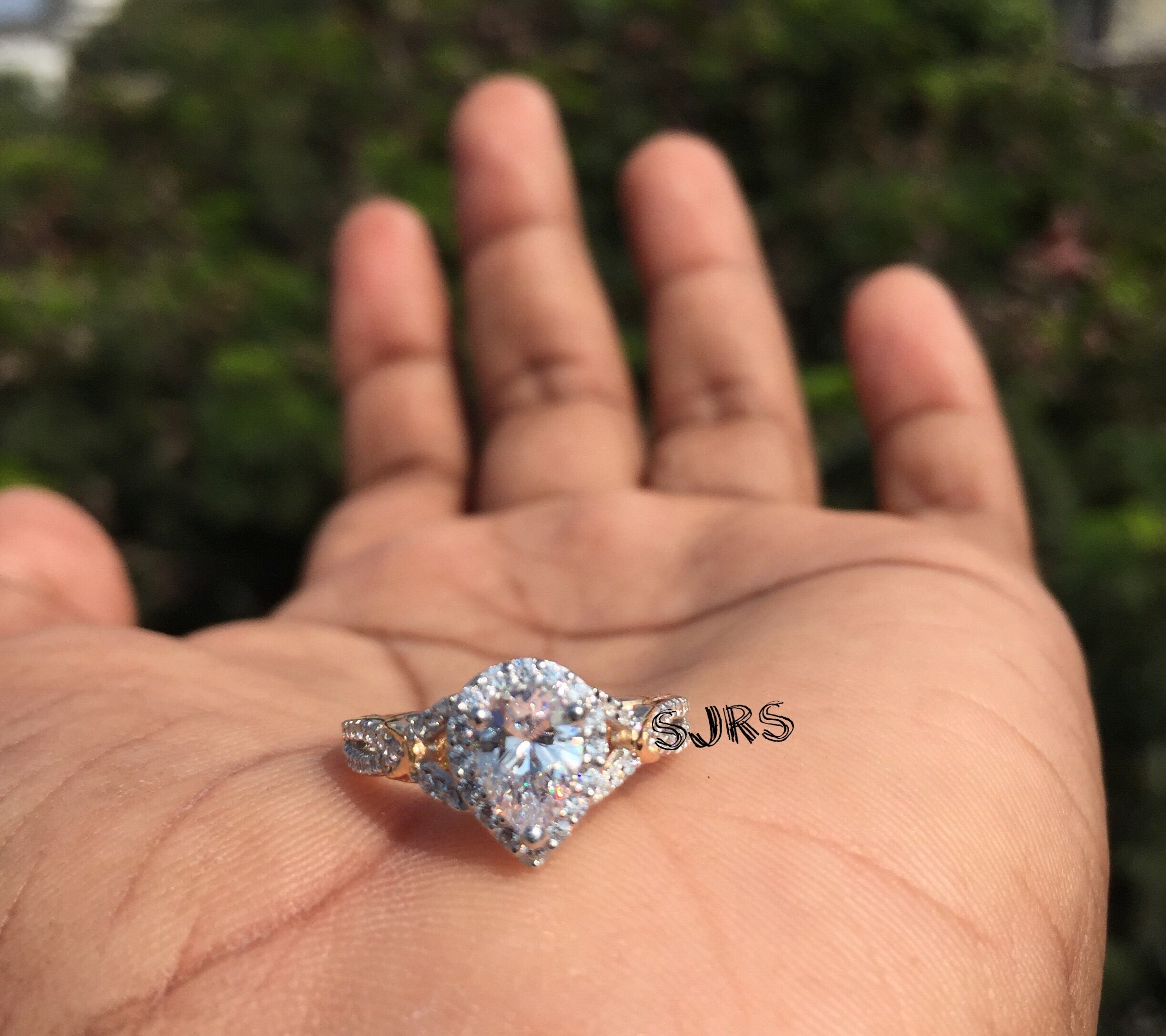 Enchanted Disney Snow White 7 5 mm Anello di fidanzamento con diamanti simulati taglio a pera in argento sterling 925 anello con diamanti moissanite taglio fantasia6332 Etsy Italia