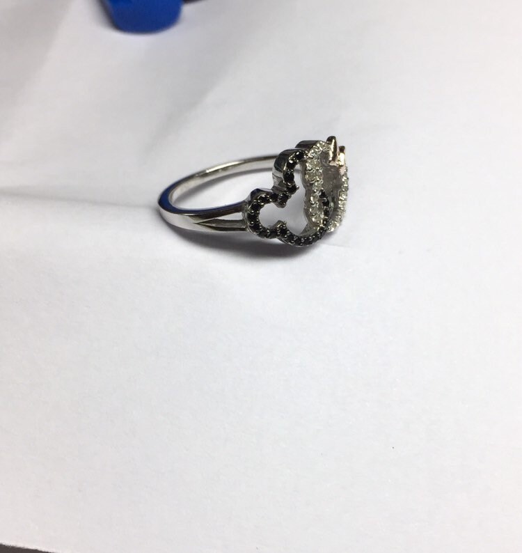 Mickey & Minnie Mouse CZ Diamond Ring: Sterling Silver Rose Gold - Etsy