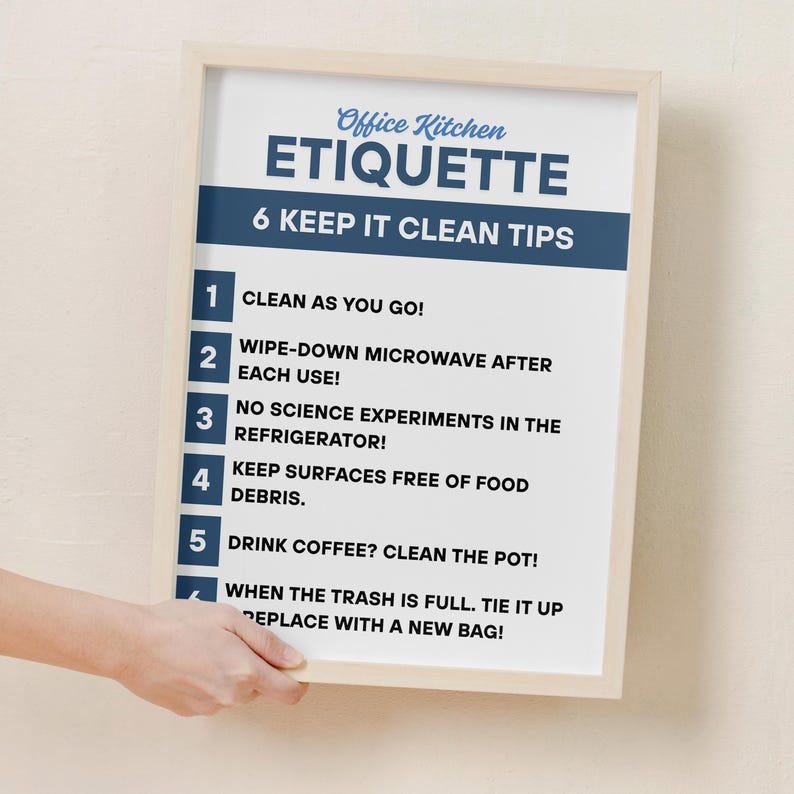 Office Kitchen Etiquette Poster: Printable Breakroom Rules (digital ...