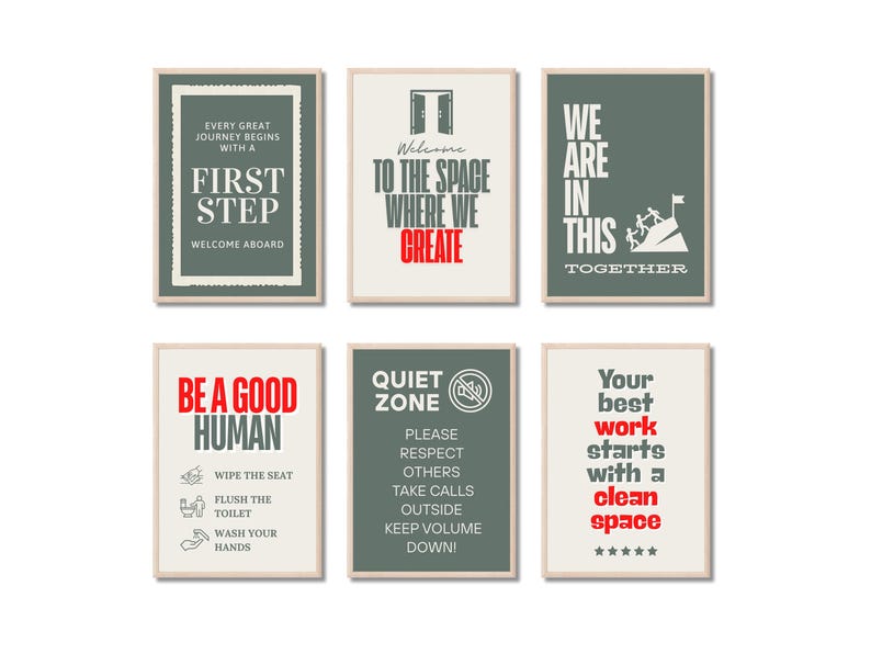 Office Etiquette Signs Bundle: Modern Workplace Posters (digital ...