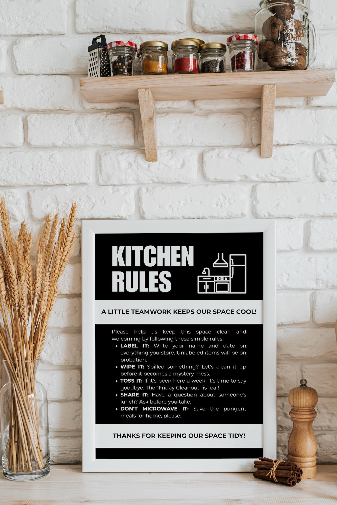Kitchen Rules Sign: Modern Shared Pantry Poster (printable Download) - Etsy