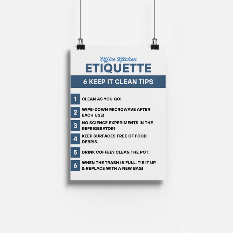 Office Kitchen Etiquette Poster: Printable Breakroom Rules (digital ...