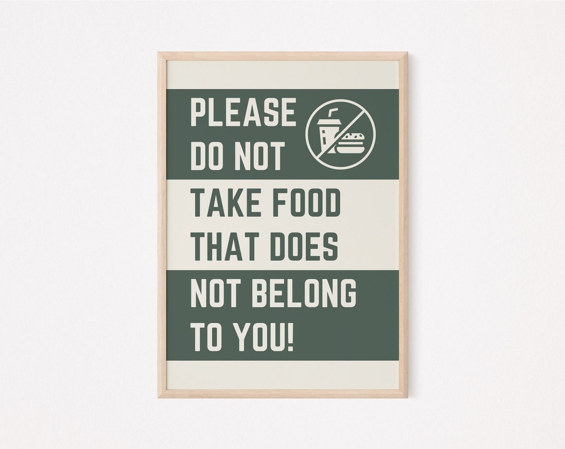 Office Break Room Sign: Please Do Not Take Food Poster (digital ...