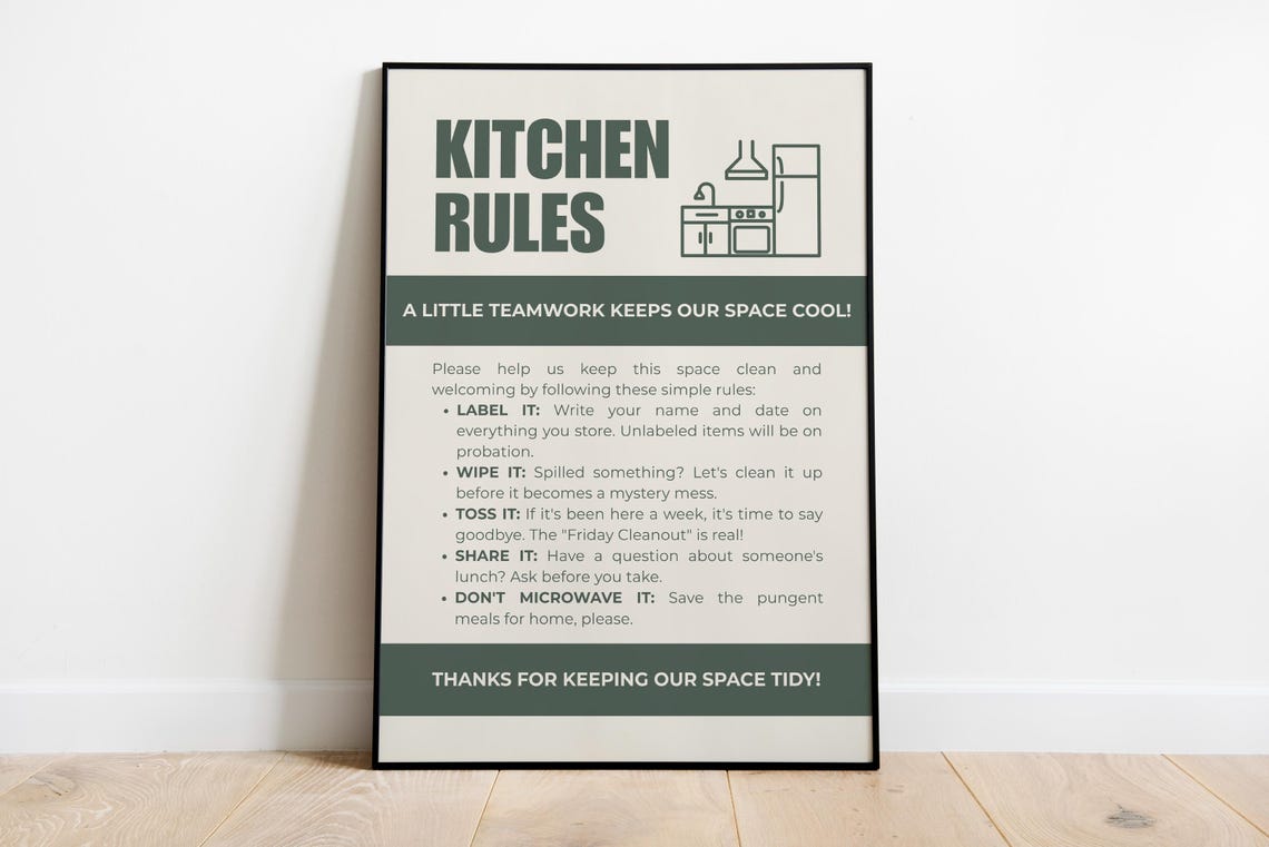 Kitchen Rules Sign: Modern Shared Pantry Poster (printable Download) - Etsy