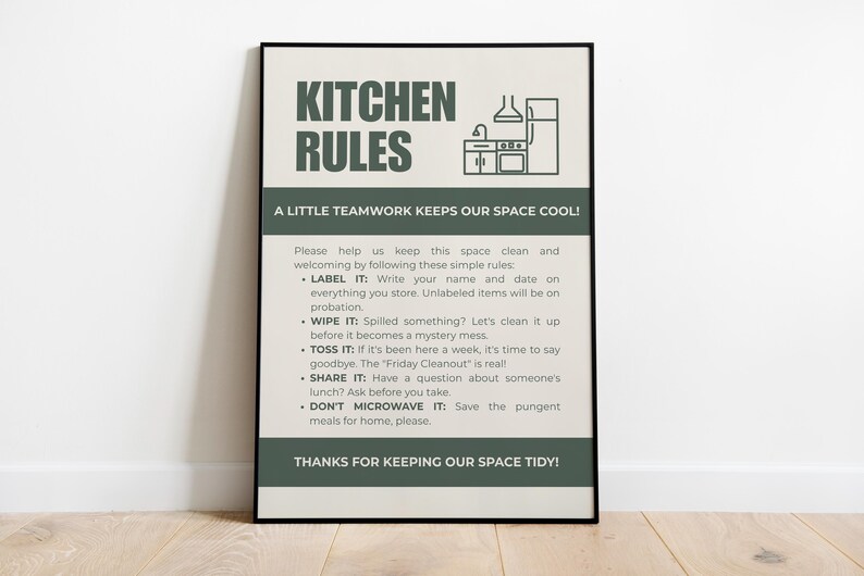 Kitchen Rules Sign: Modern Shared Pantry Poster (printable Download) - Etsy
