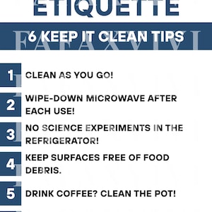Office Kitchen Etiquette Poster: Printable Breakroom Rules (digital ...