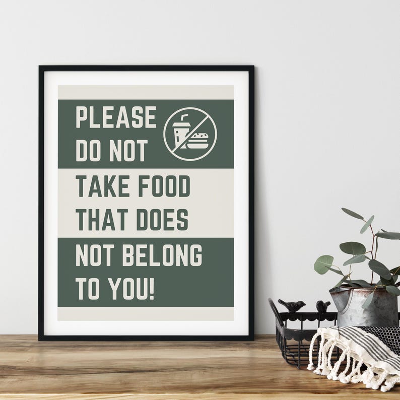 Office Break Room Sign: Please Do Not Take Food Poster (digital ...
