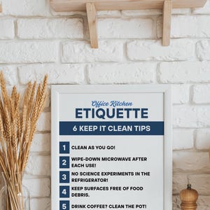 Office Kitchen Etiquette Poster: Printable Breakroom Rules (digital ...