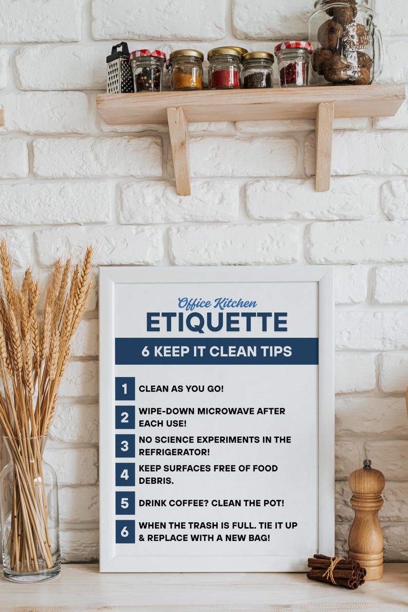 Office Kitchen Etiquette Poster: Printable Breakroom Rules (digital ...