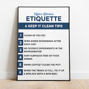 Office Kitchen Etiquette Poster: Printable Breakroom Rules (digital ...