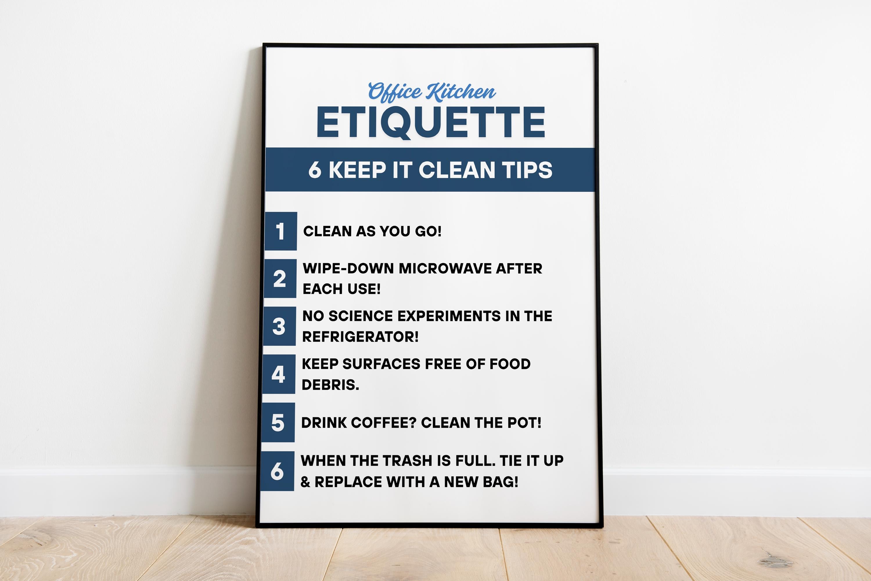 Office Kitchen Etiquette Poster: Printable Breakroom Rules (digital ...