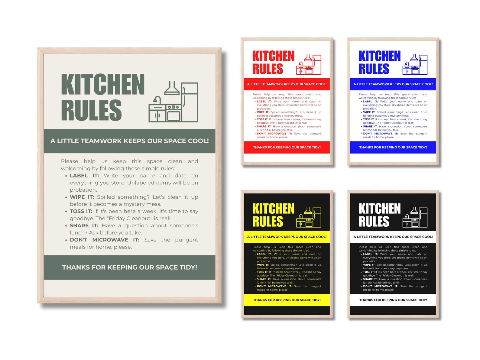 Kitchen Rules Sign: Modern Shared Pantry Poster (printable Download) - Etsy