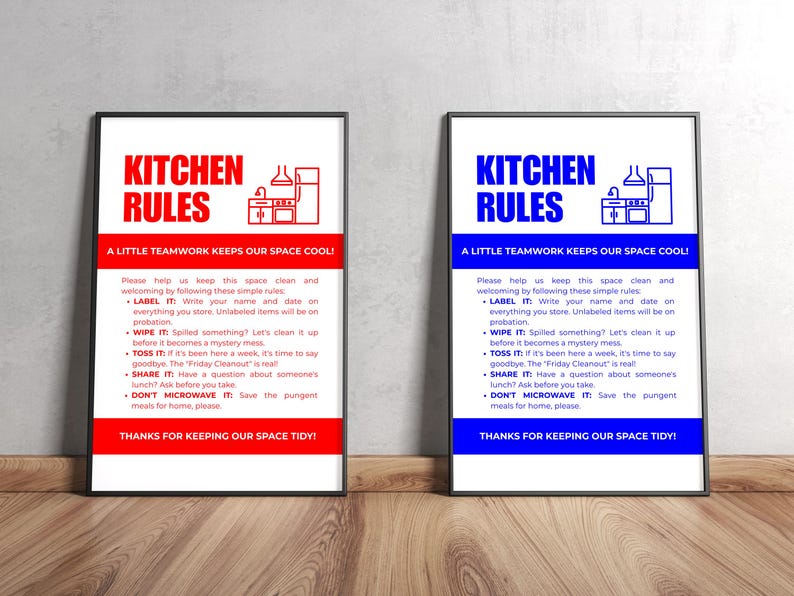 Kitchen Rules Sign: Modern Shared Pantry Poster (printable Download) - Etsy