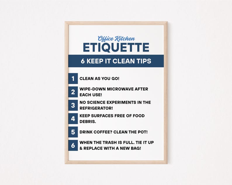 Office Kitchen Etiquette Poster: Printable Breakroom Rules (digital ...