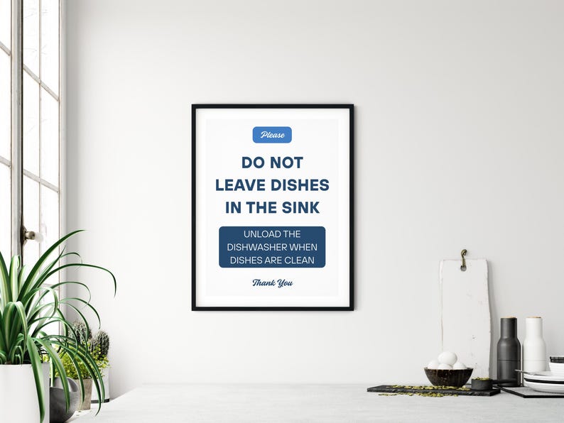 Kitchen Rules Printable Sign: Shared Office & Apartment Decor (digital ...