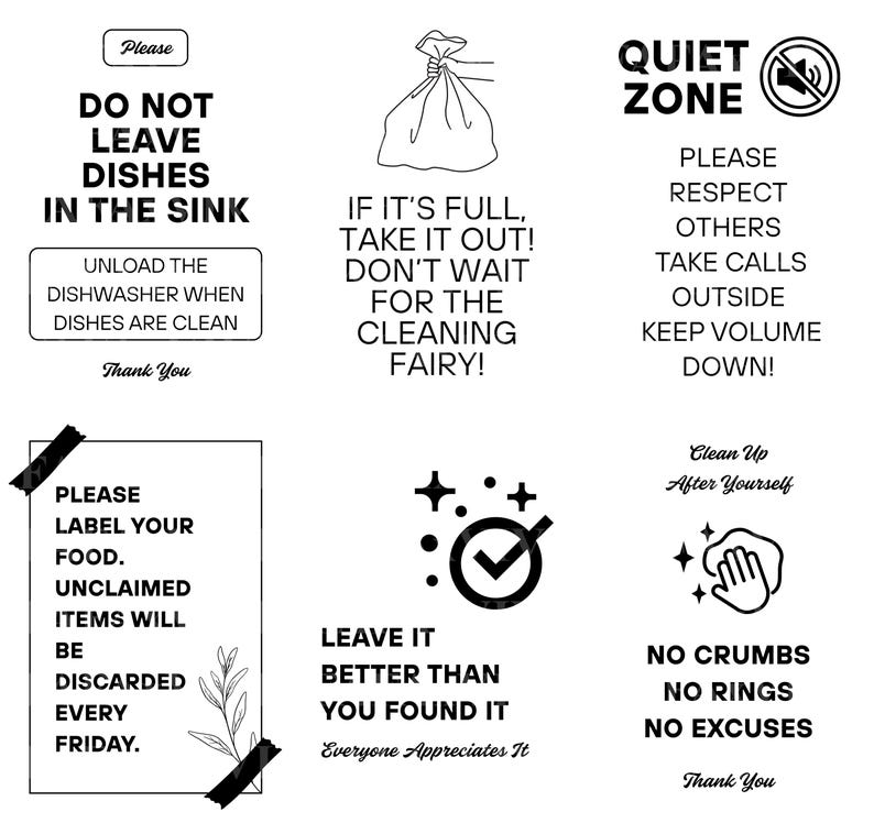 Office Kitchen Rules Poster Set: Professional Cleaning Signs (digital ...