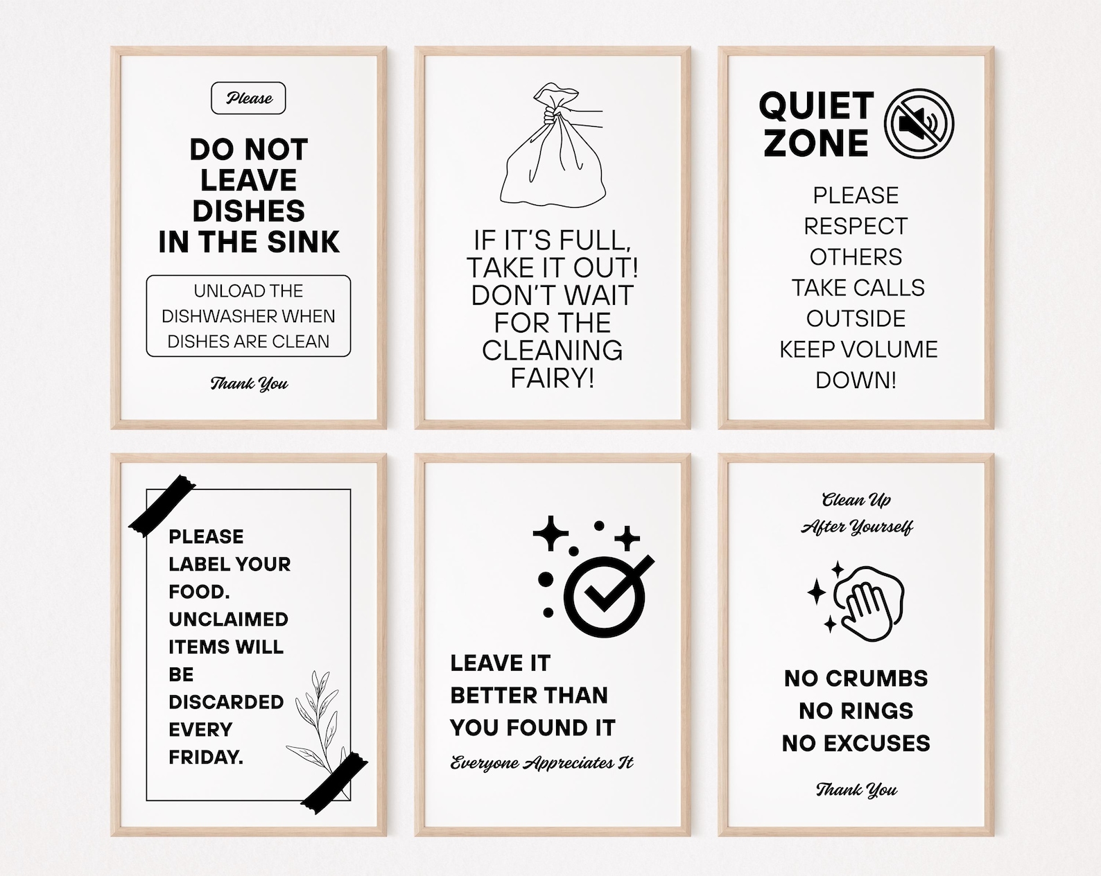 Office Kitchen Rules Poster Set: Professional Cleaning Signs (digital ...