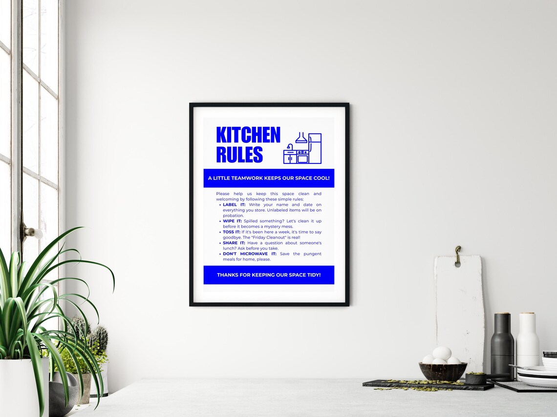 Kitchen Rules Sign: Modern Shared Pantry Poster (printable Download) - Etsy