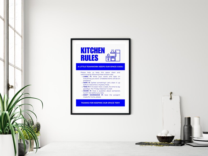 Kitchen Rules Sign: Modern Shared Pantry Poster (printable Download) - Etsy