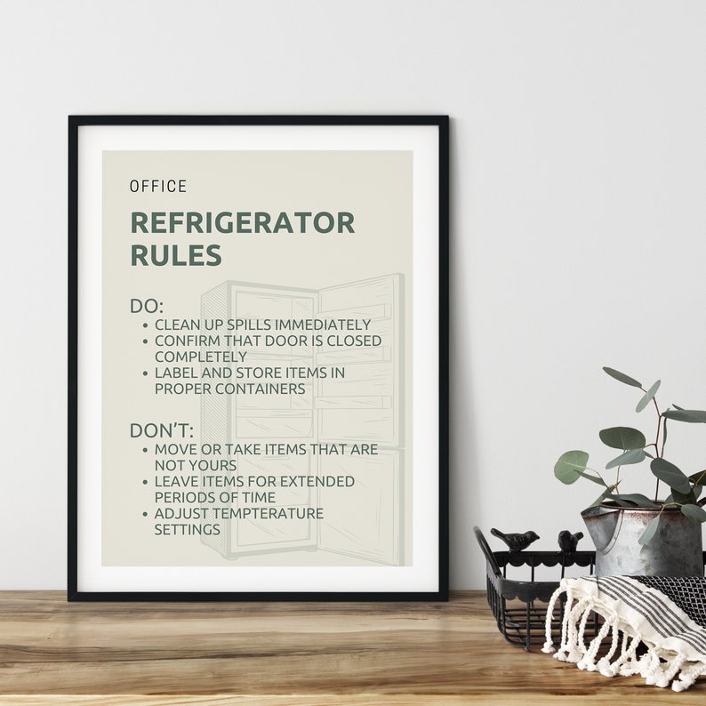 Office Fridge Rules Poster: Shared Kitchen Etiquette (digital Download ...