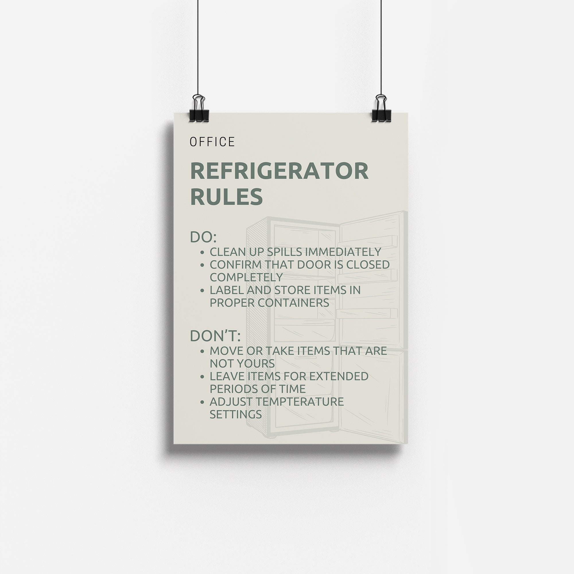 Office Fridge Rules Poster: Shared Kitchen Etiquette (digital Download ...