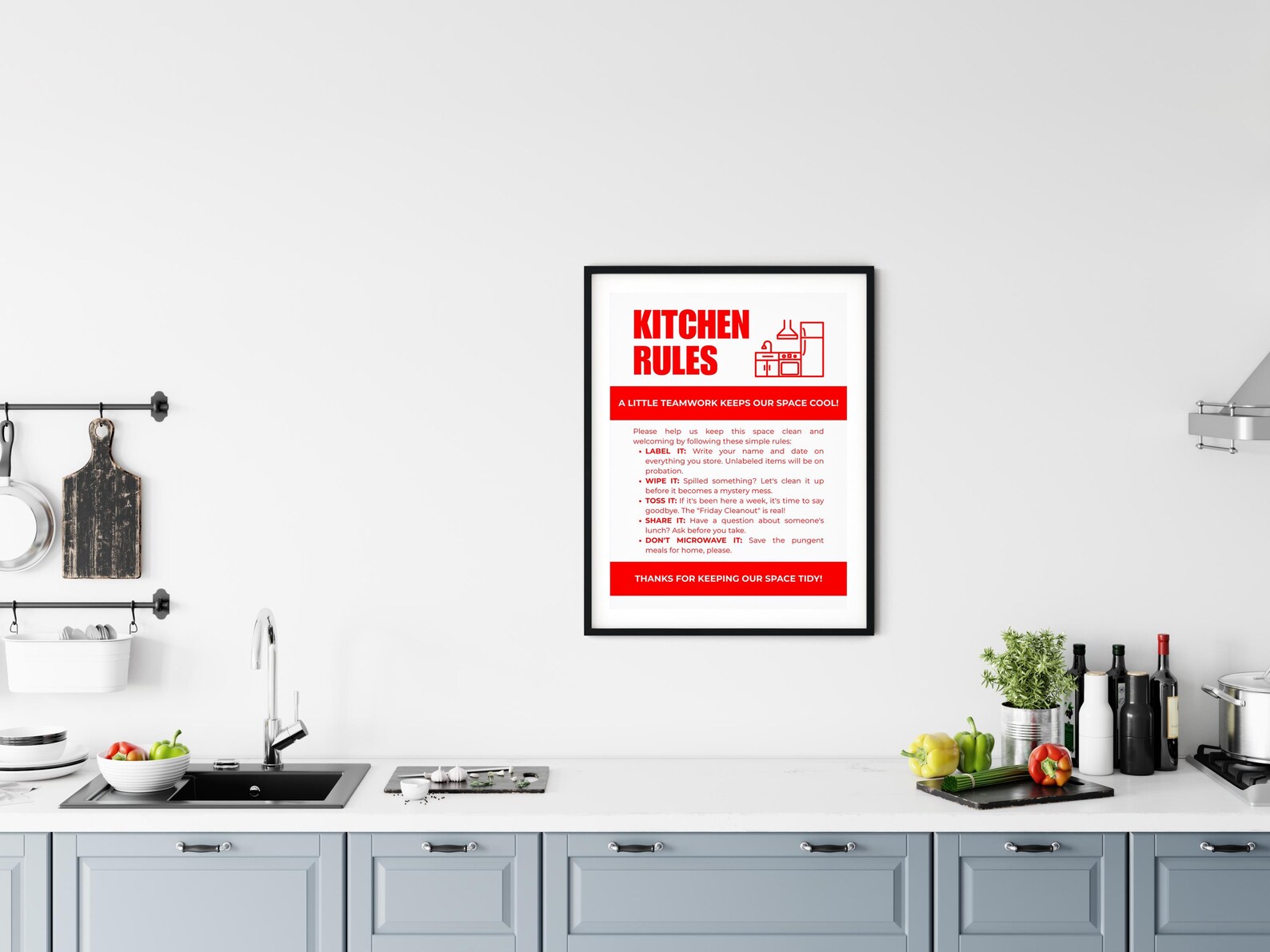 Kitchen Rules Sign: Modern Shared Pantry Poster (printable Download) - Etsy
